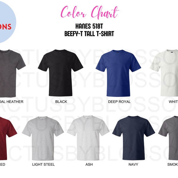Hanes 5280 Color Chart Etsy