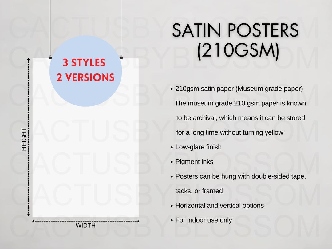 2 Size Chart Satin Posters (210gsm) Mockup Chart Size Chart AOP POD ...