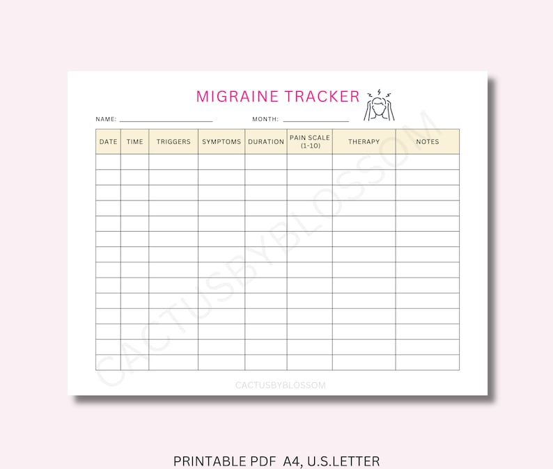 3 Migraine Tracker Migraine Headache Journal Pain Symptoms Log Medical ...