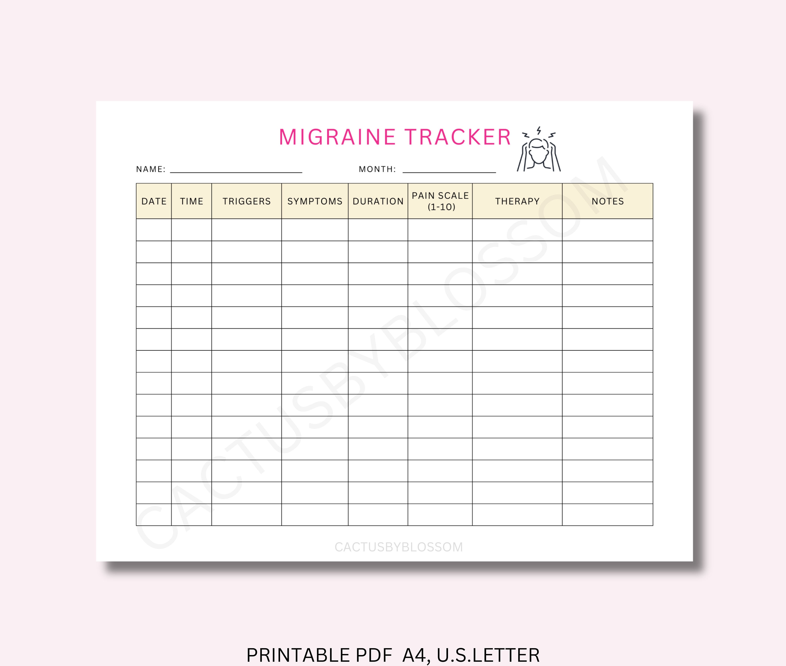 3 Migraine Tracker Migraine Headache Journal Pain Symptoms Log Medical ...