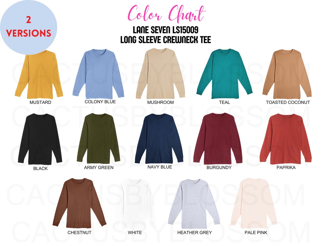 2 Color Chart Lane Seven LS15009 Mockup Chart Langarm Crewneck - Etsy.de