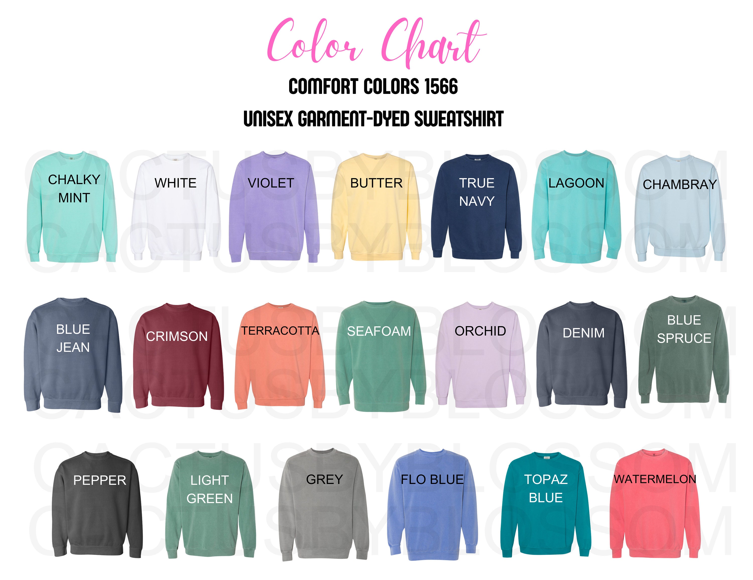 Color Chart Comfort Colors 1566 Mockup Etsy Tool Unisex Garment-dyed ...