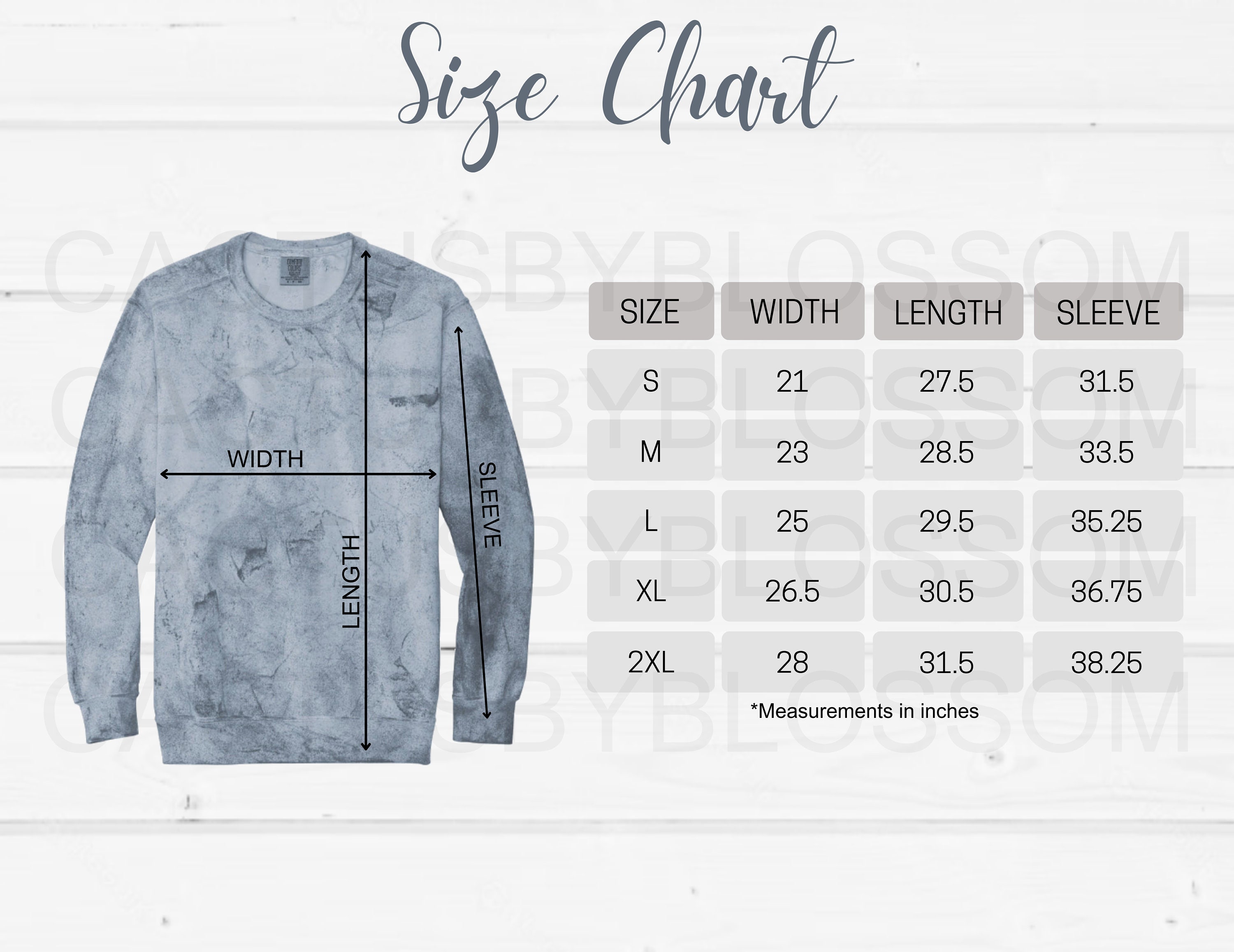 2 Size Chart Comfort Colors 1545 Mockup Chart Unisex Color - Etsy