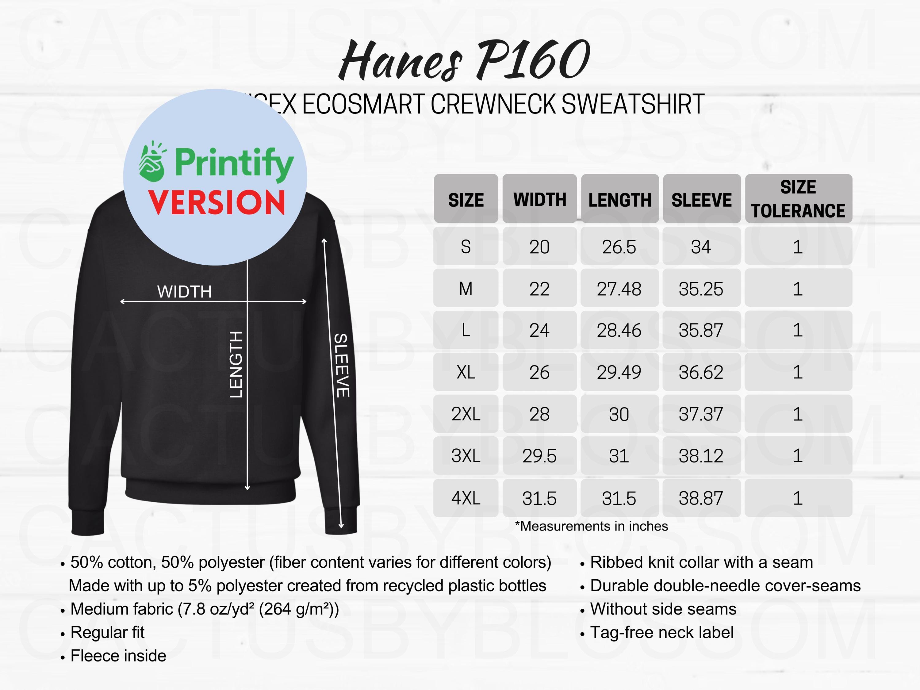 4 Size Chart Color Chart HANES P160 Mockup Etsy Tools Unisex Ecosmart ...
