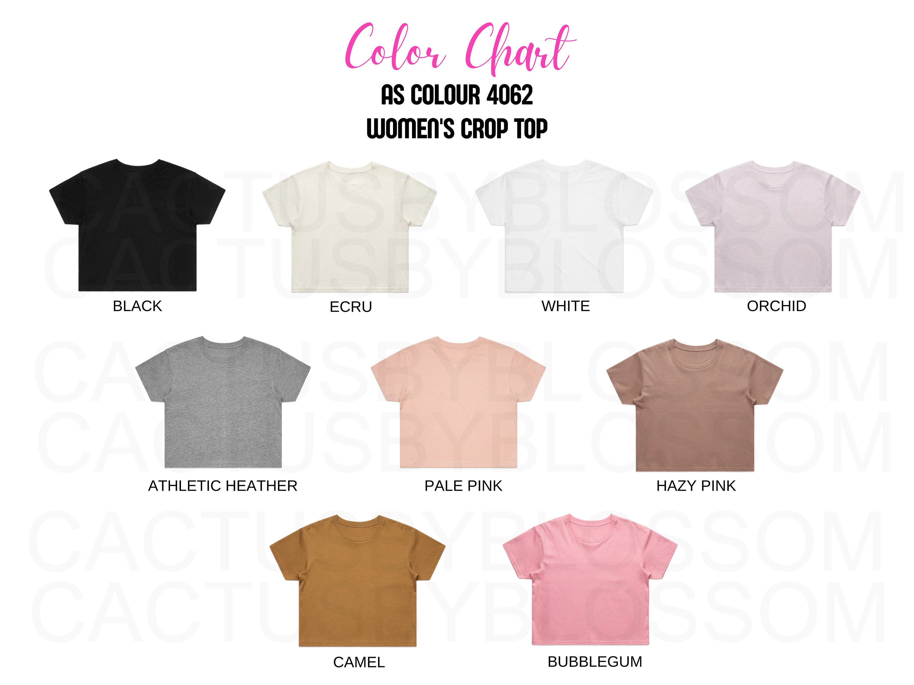 BUNDLE Size Chart Color Chart AS Colour 4062 Women's Crop Top Etsy ...