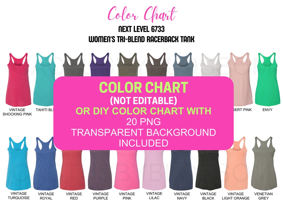 Color Chart DIY Chart Next Level 6733 Etsy Mockup Women's Tri-blend ...