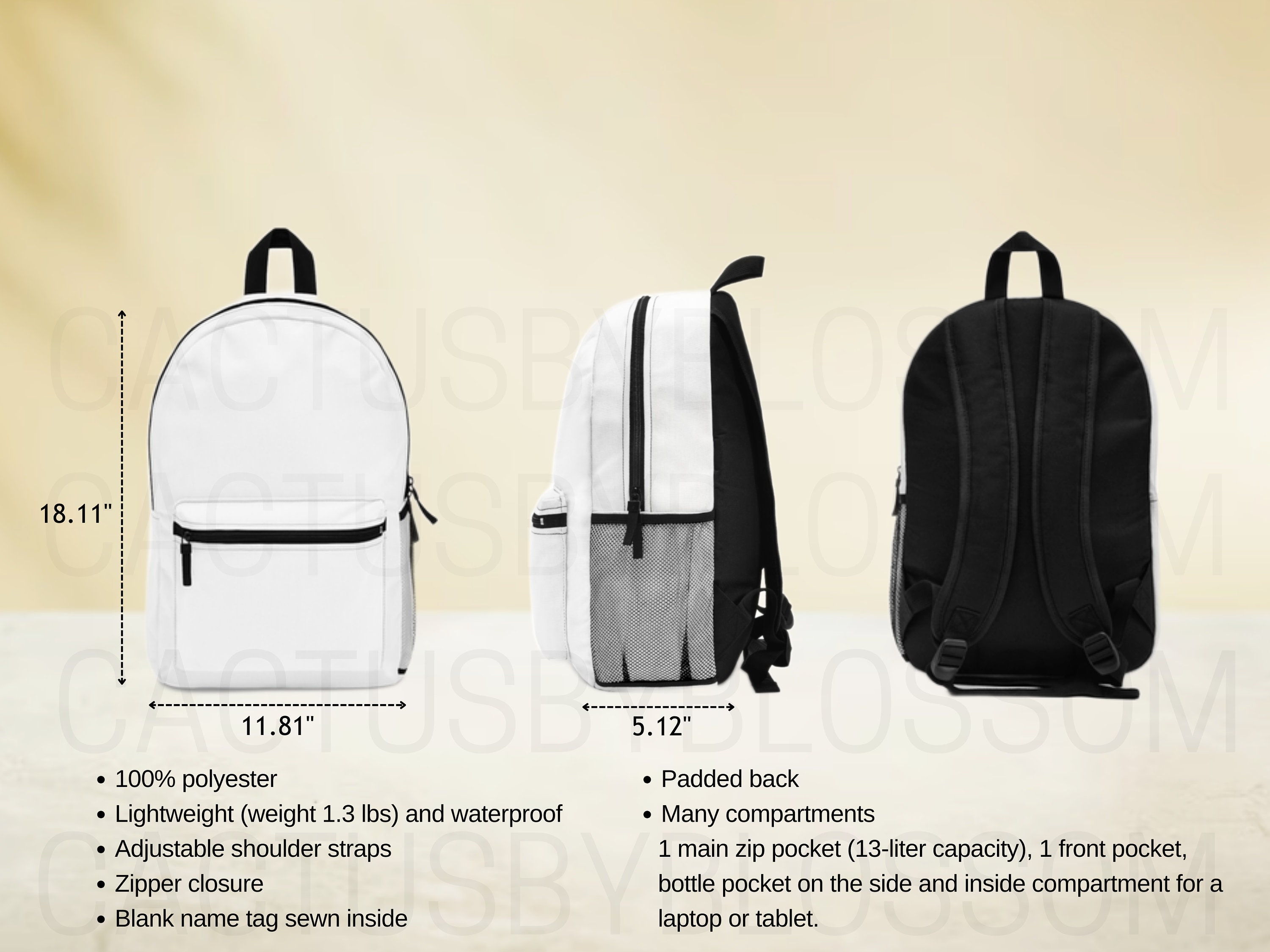 2 Size Chart Backpack Mockup Etsy Tool Polyester Backpack Size Chart ...