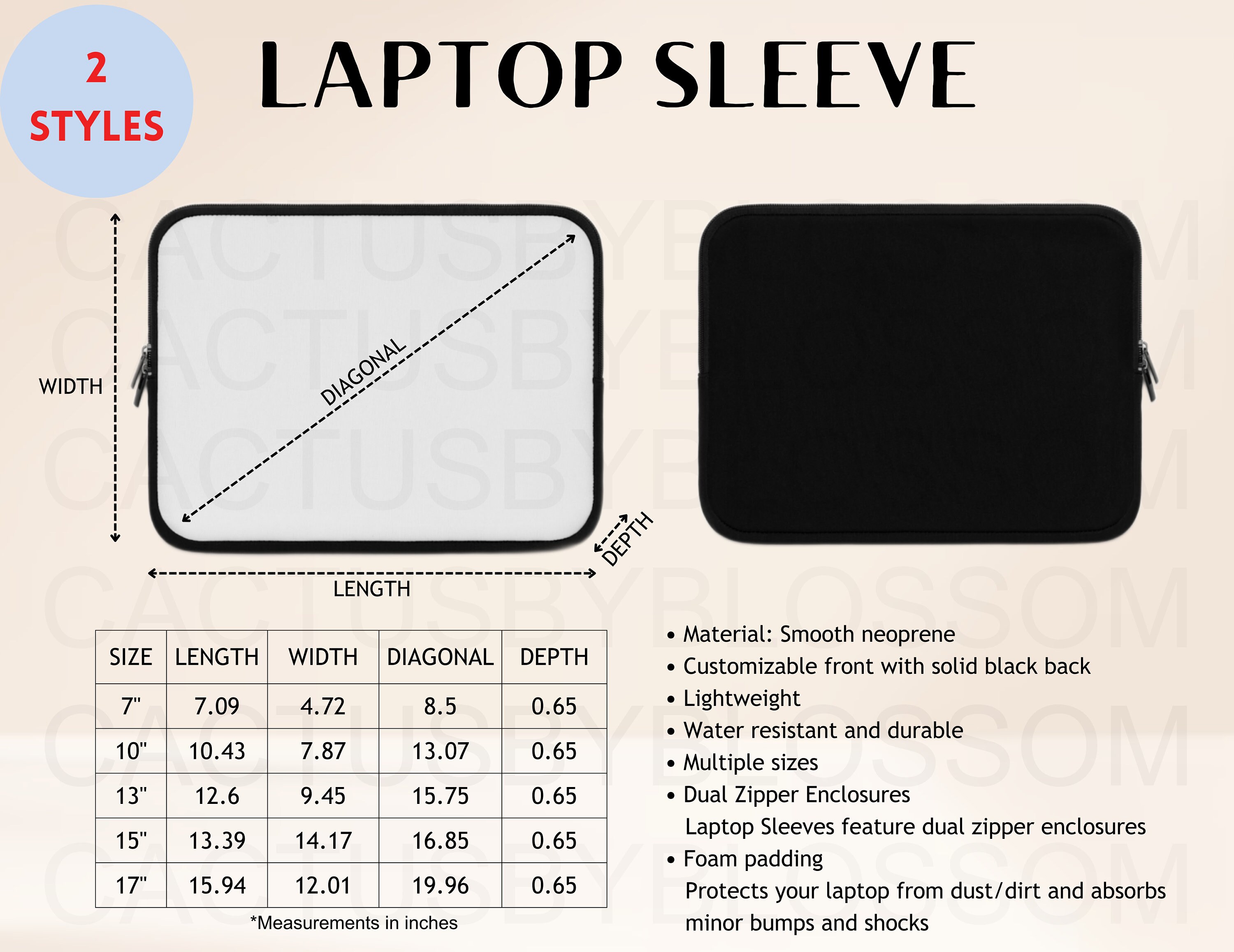 2 Size Chart All-over-prints Laptop Sleeve Mockup Chart Sleeve Sizing ...