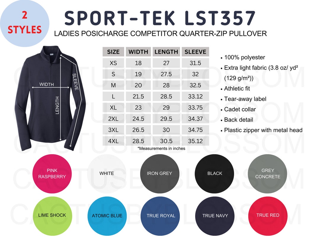 2 Size Chart Color Chart Sport-tek LST357 Ladies Posicharge Competitor ...