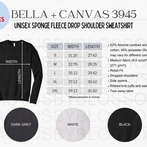 3 Size Chart Bella + Canvas 3945 Mockup Unisex Sponge Fleece Drop ...