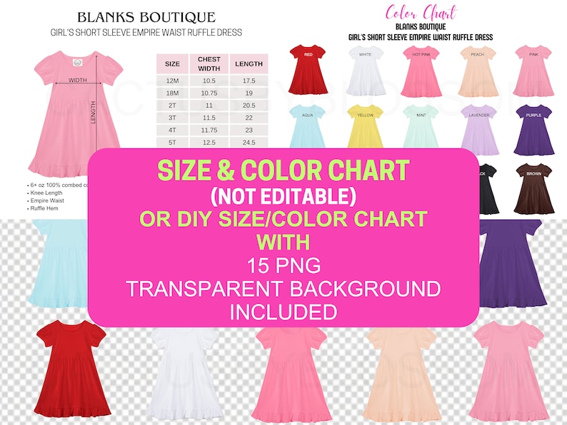 BUNDLE Size Chart Color Chart DIY Chart Blanks Boutique Mockup Etsy ...