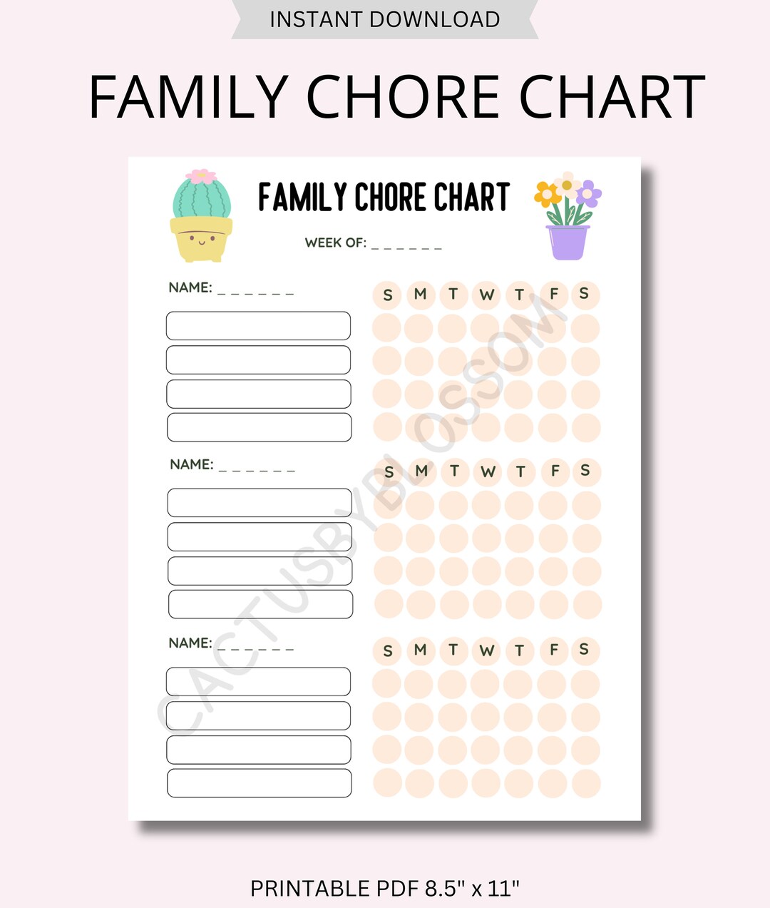 Chore Chart for Family Daily Tasks for Kids Chore Chart Weekly Task for ...