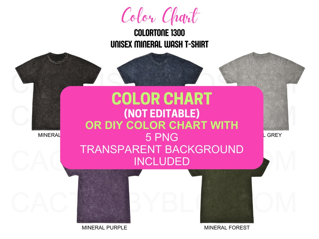 Color Chart DIY Chart Colortone 1300 Etsy Mockup Unisex Mineral Wash T ...