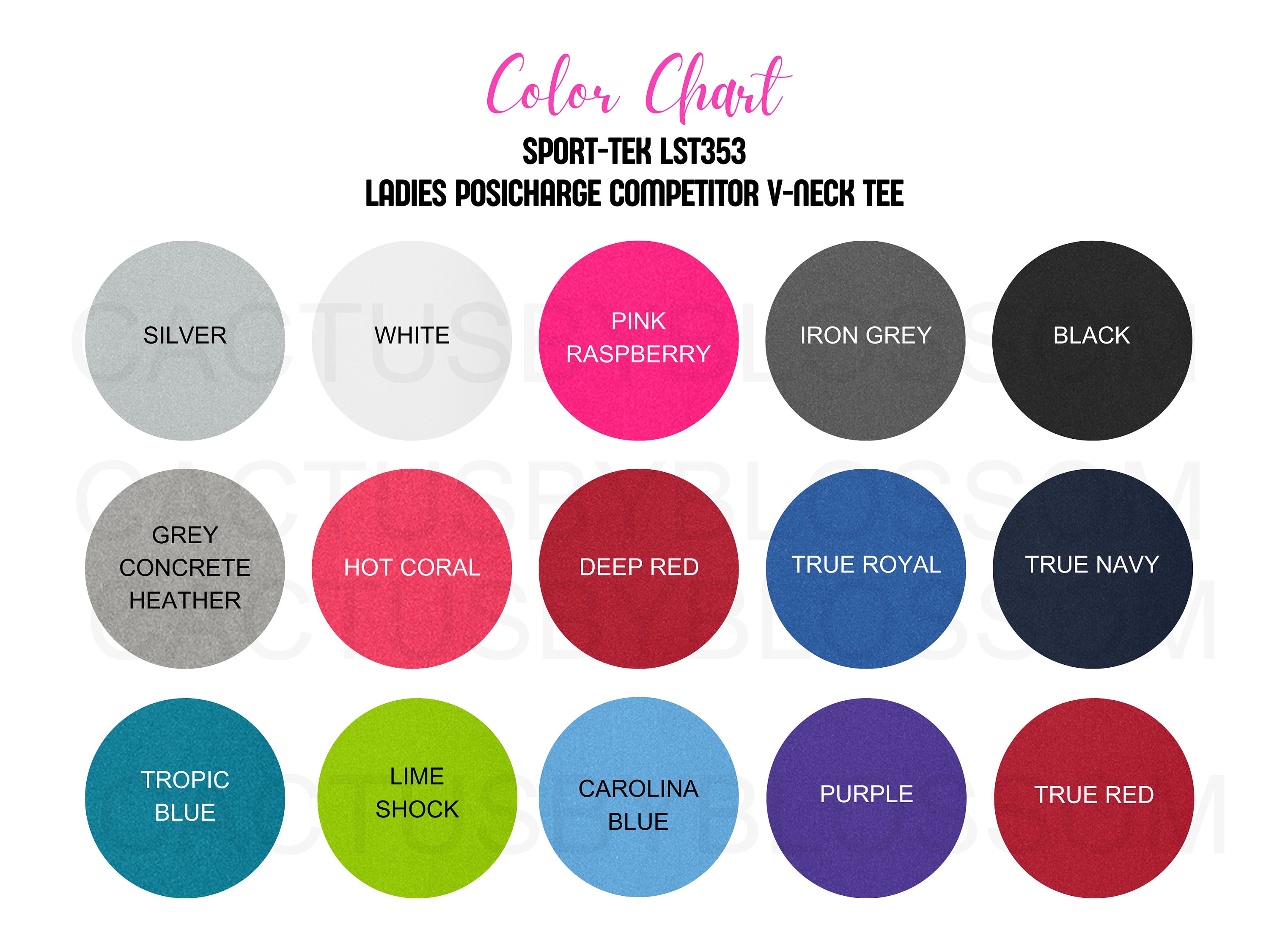 BUNDLE Size Chart Color Chart Sport-tek LST353 Ladies Posicharge ...