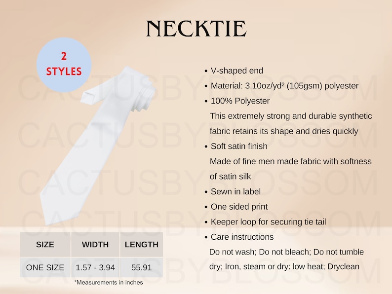 2 Size Chart Necktie Mockup Chart AOP All Over Print Size Chart Etsy ...
