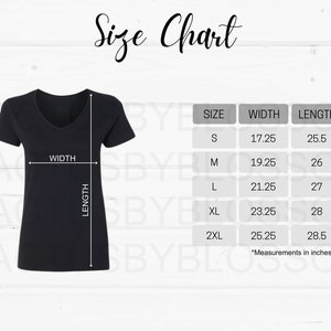 2 Size Chart Gildan 5V00L Mock up Chart Ladies' V-neck T-shirt Sizing ...