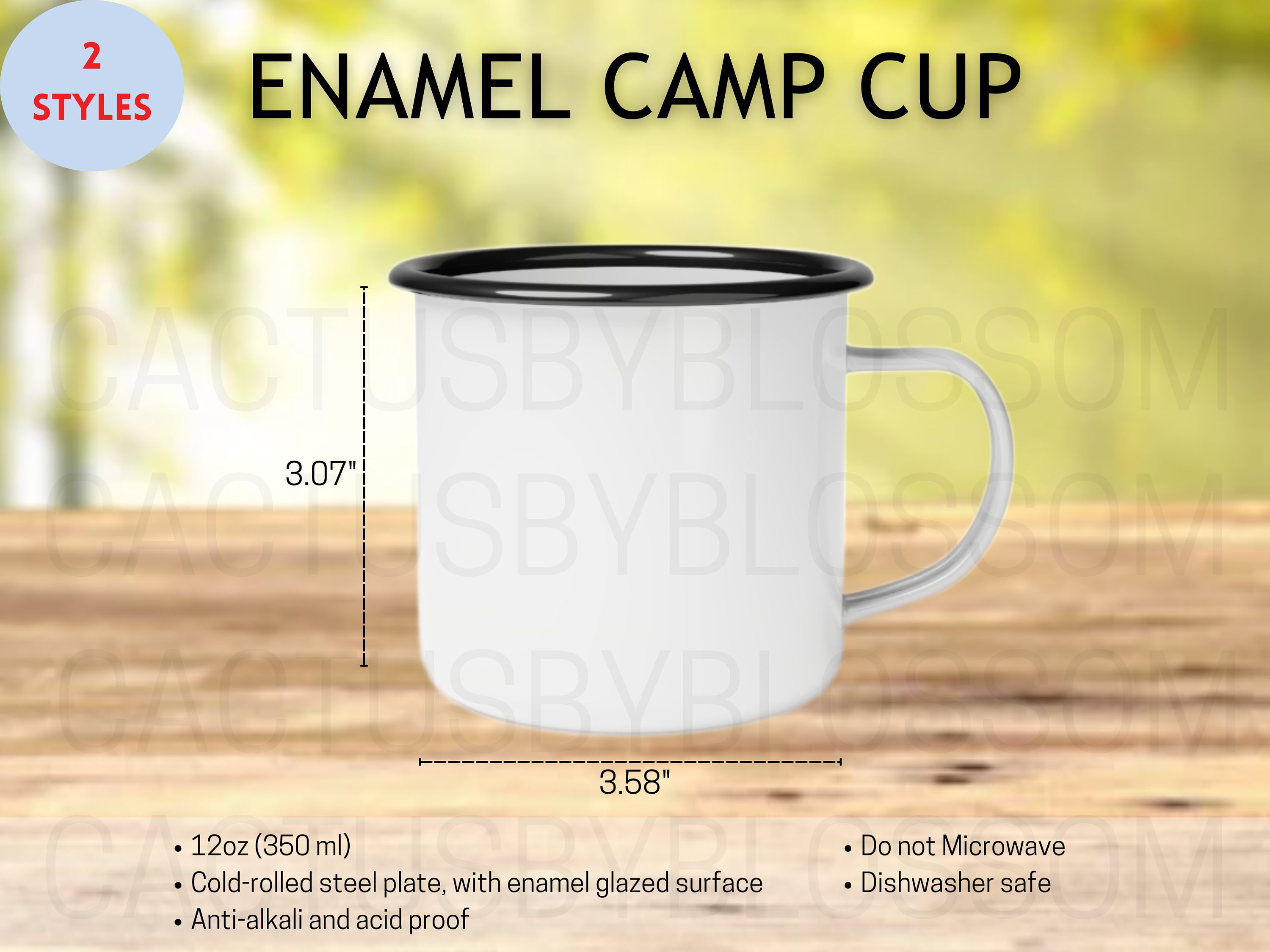 2 Size Chart 12oz Enamel Camp Cup Mockup Sizing Chart Etsy Listing Tool ...
