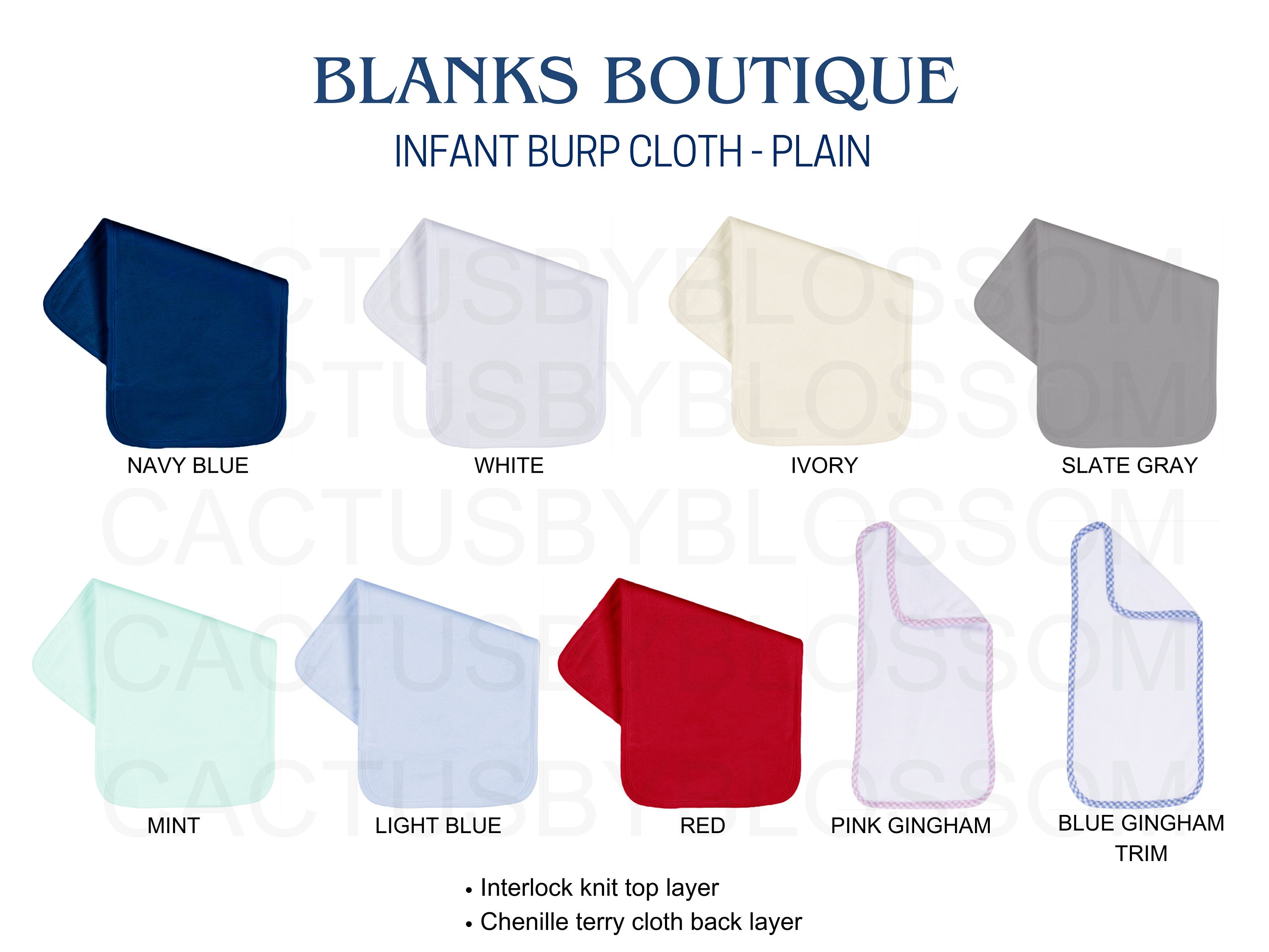 Color Chart Blanks Boutique Mockup for Etsy Tool Infant Burp Cloth ...