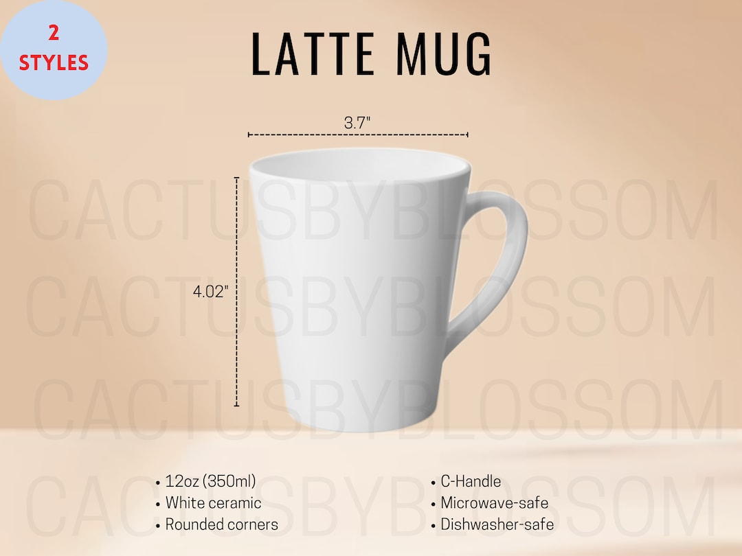 2 Size Chart 12 Oz Latte Mug Mockup Chart Sizing Chart Etsy Listing ...