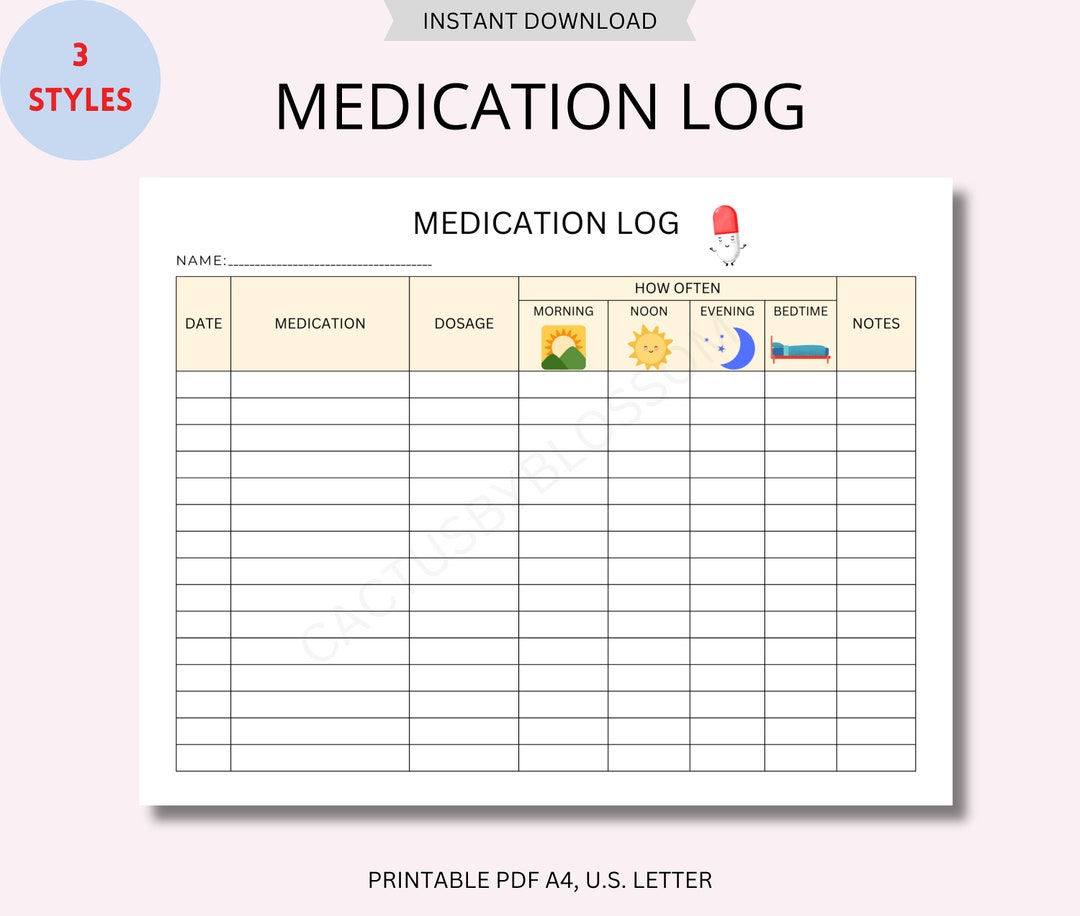 3 Medication Tracker Medication Chart Medication Log Doctor Visit ...