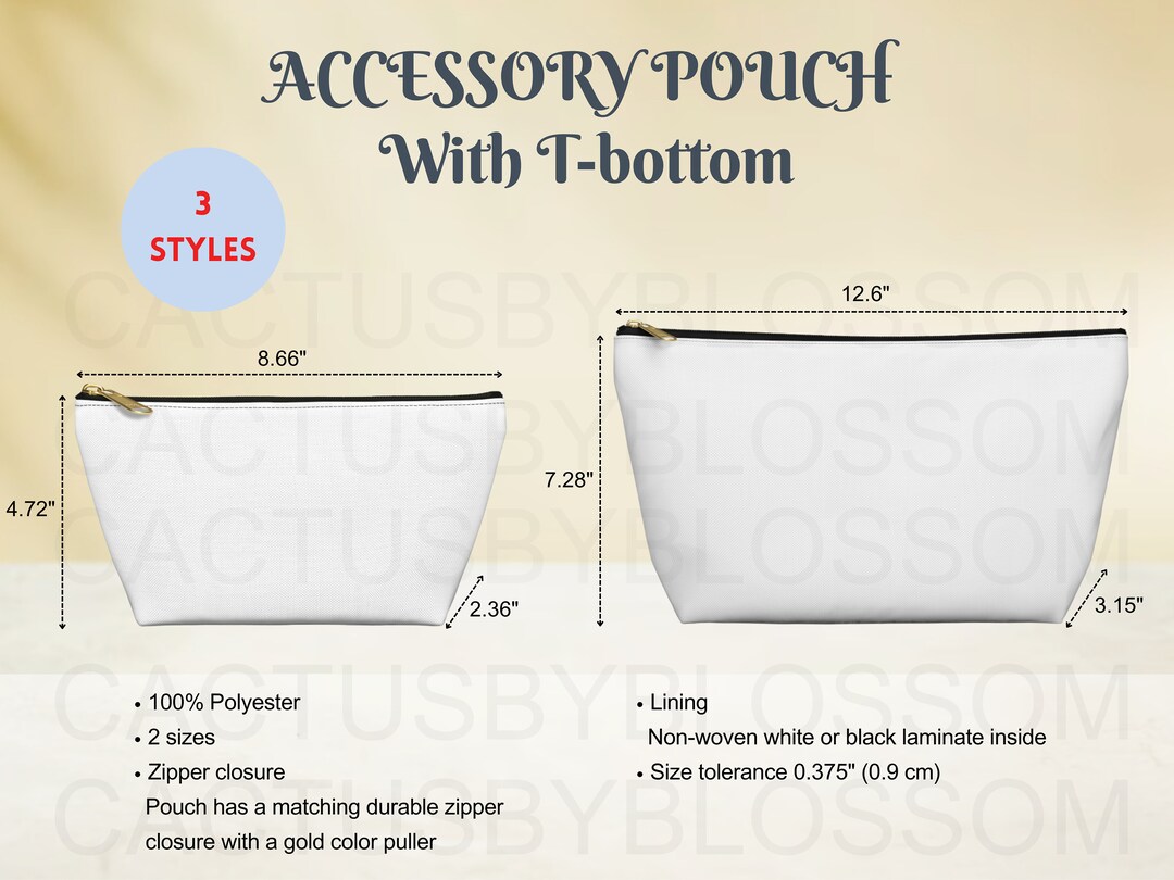 3 Size Chart Accessory Pouch With T-bottom Mockup All Over Print AOP ...