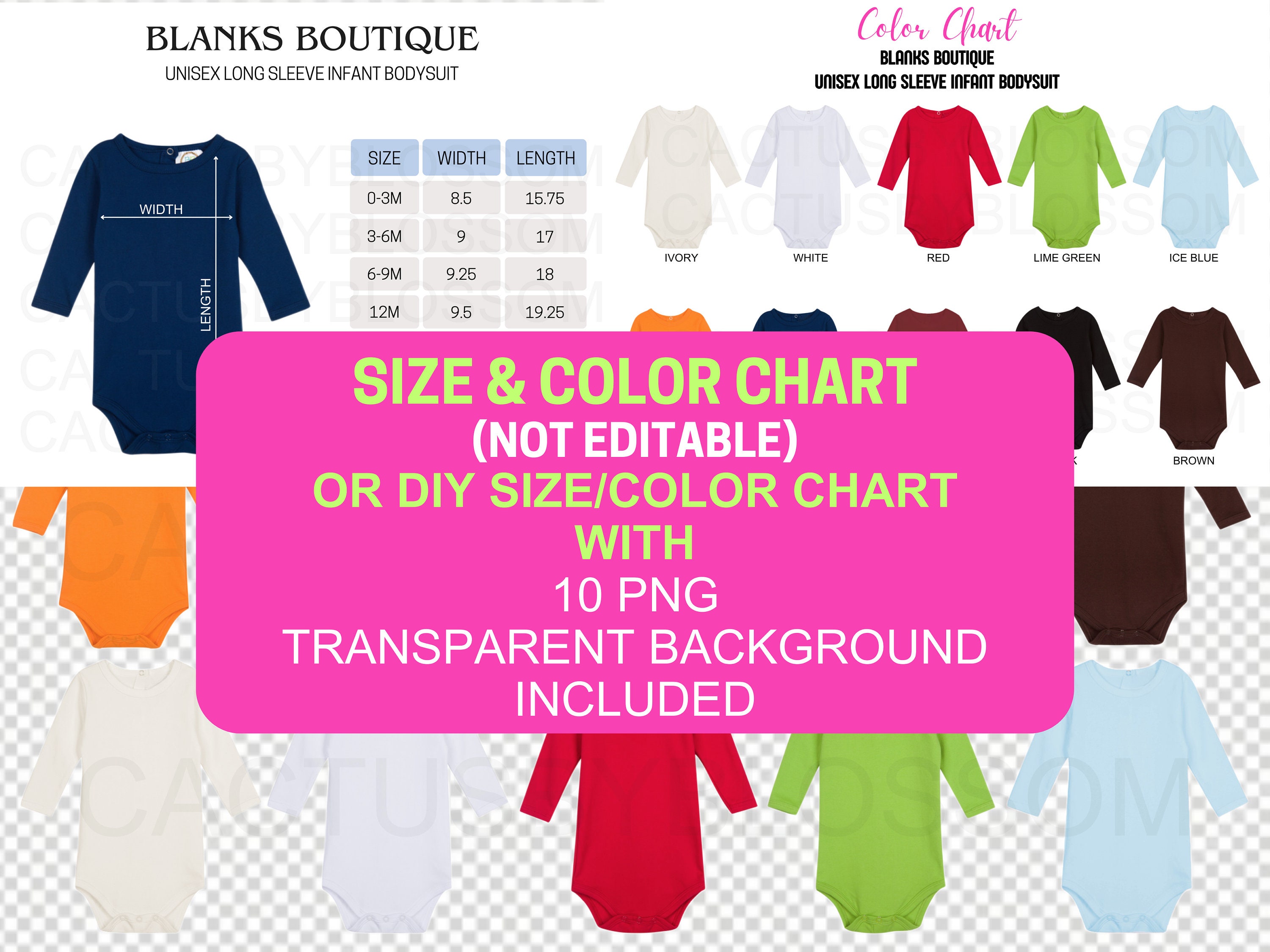 BUNDLE Size Chart Color Chart DIY Chart Blanks Boutique Mockup Etsy ...