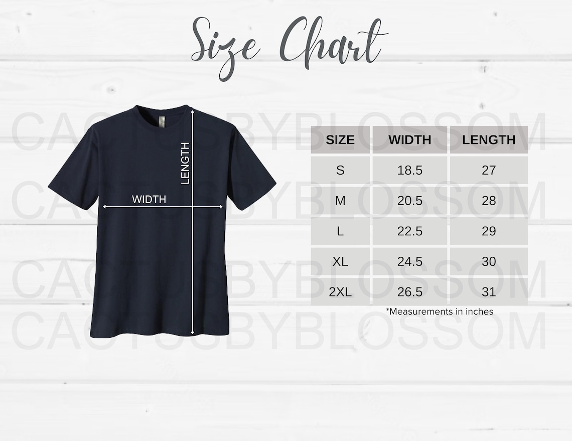 2 Size Chart Econscious EC1000 Mockup Chart Organic Unisex - Etsy