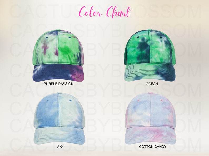BUNDLE Size Chart Color Chart Tie-dye Hat Sportsman SP400 Mockup Sizing ...