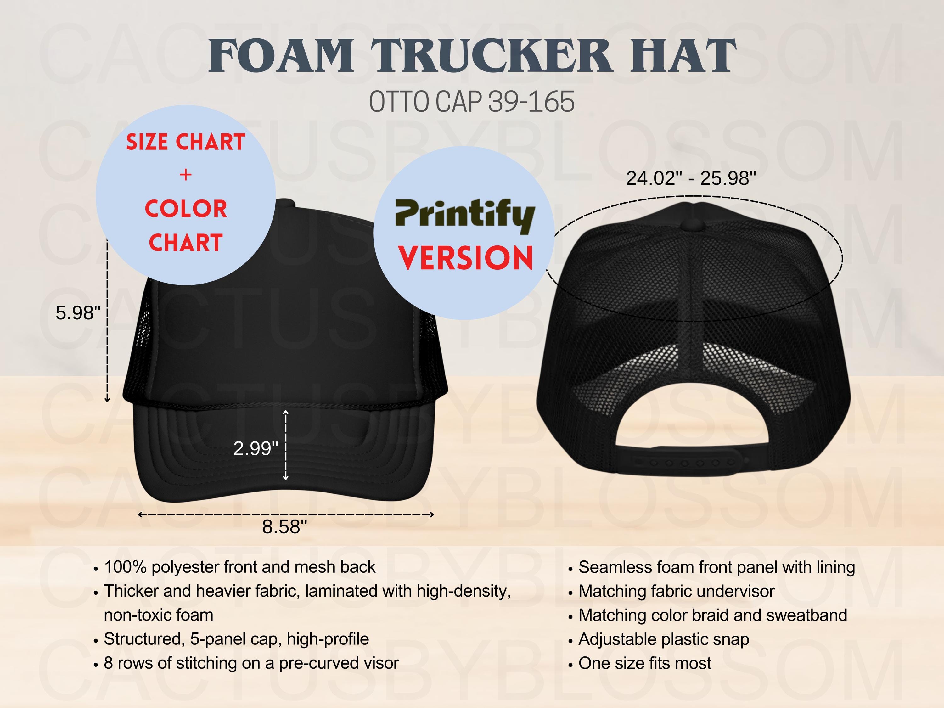 BUNDLE Size Chart Color Chart Foam Trucker Hat Otto Cap 39-165 Mockup ...