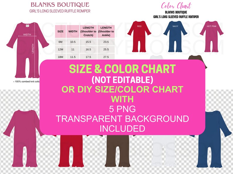 BUNDLE Size Chart Color Chart DIY Chart Blanks Boutique Mockup Etsy ...
