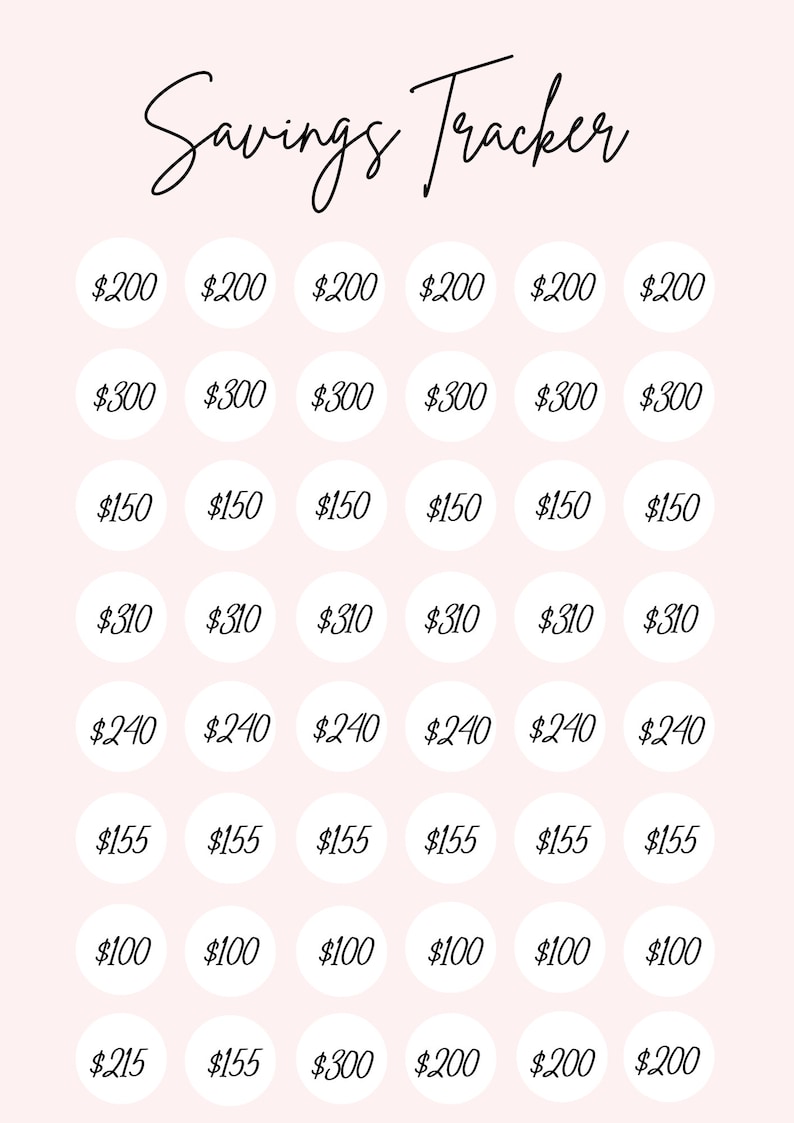 48 Week Savings Tracker - Etsy