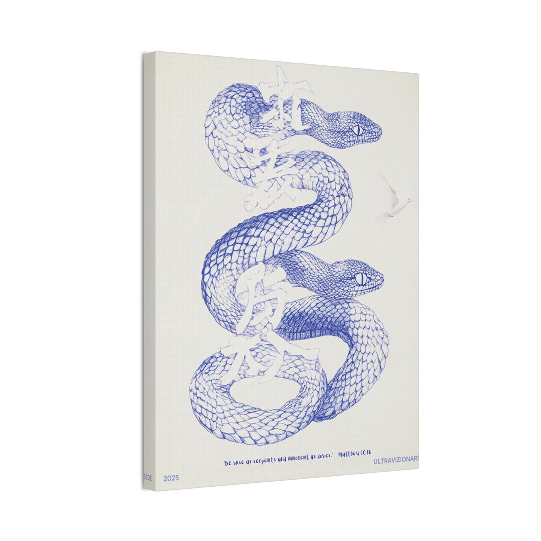 Canvas Stretched Asian Snake Poster, Wall Art Asian Reptile Print ...