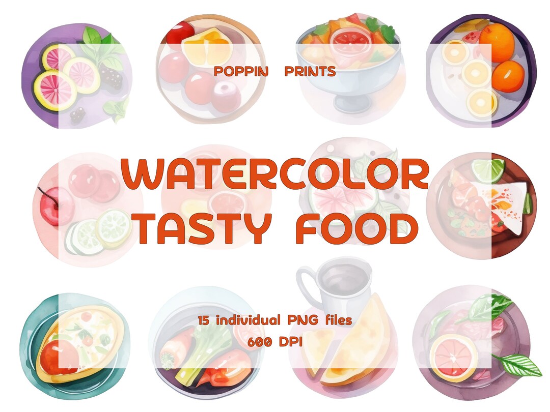 Watercolor Tasty Food - Clipart Food Clip Art Digital Illustration ...