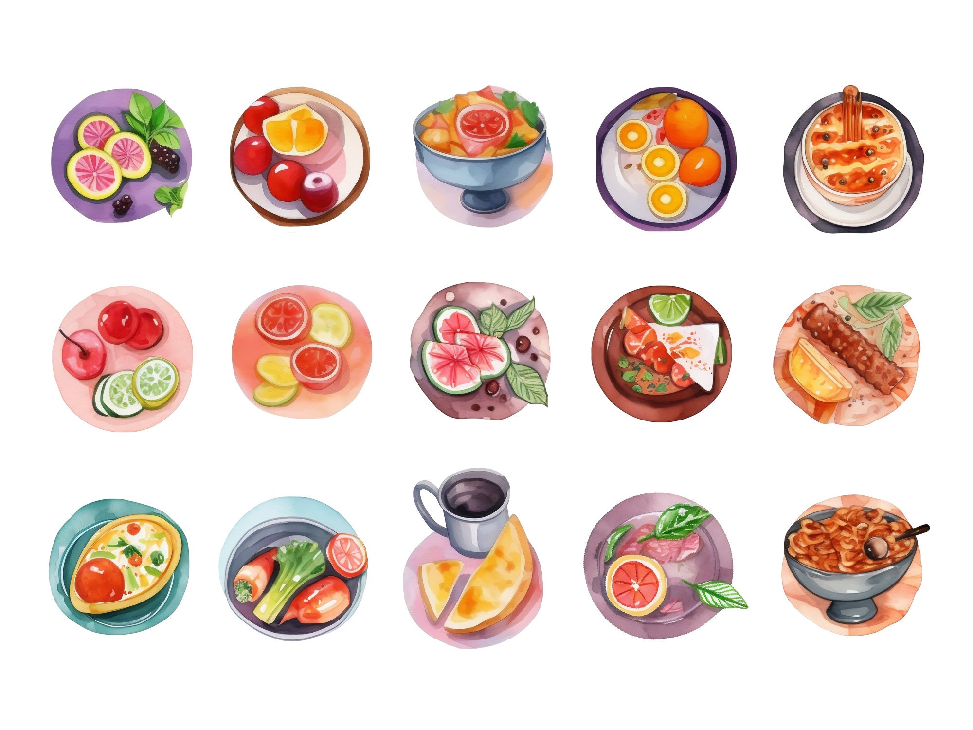Watercolor Tasty Food - Clipart Food Clip Art Digital Illustration ...