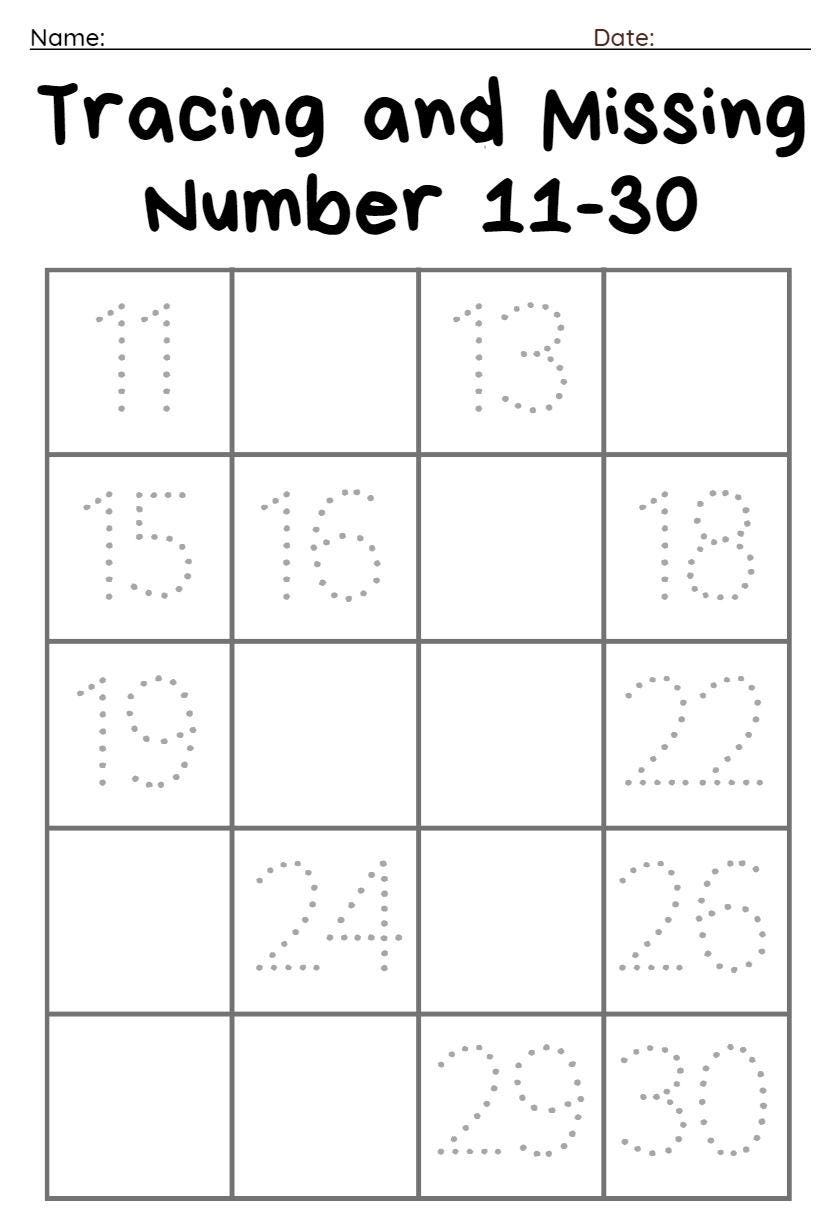 Worksheet, Worksheets, Tracing Number, Tracing Number 1-30, Counting ...