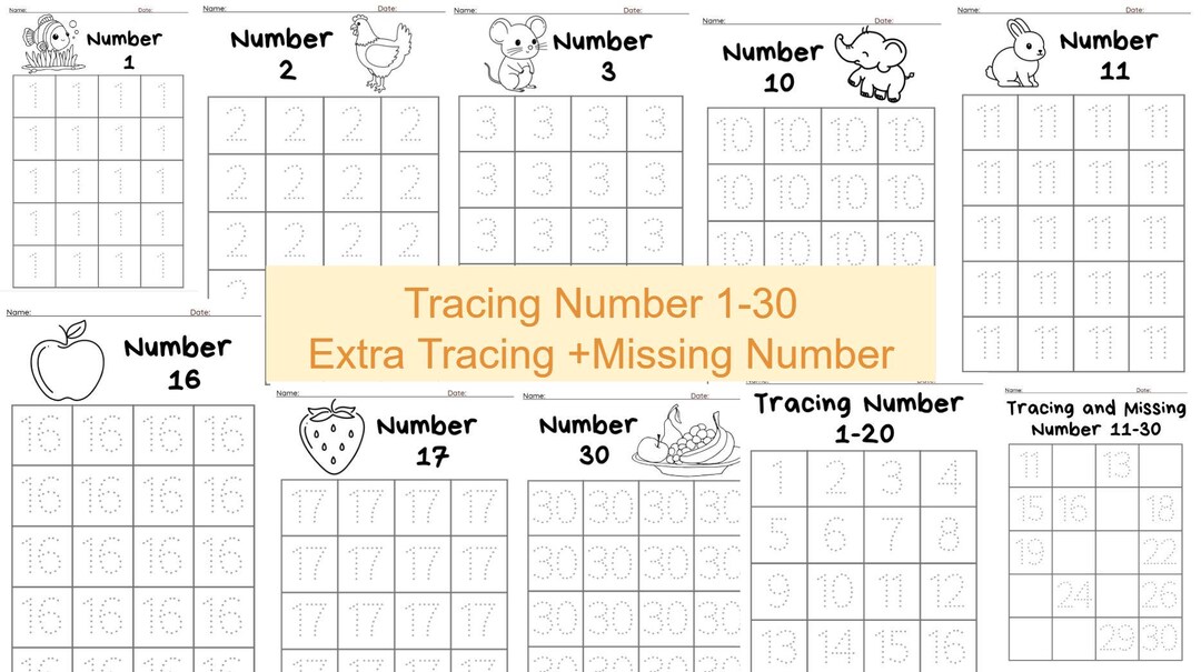 Worksheet, Worksheets, Tracing Number, Tracing Number 1-30, Counting ...