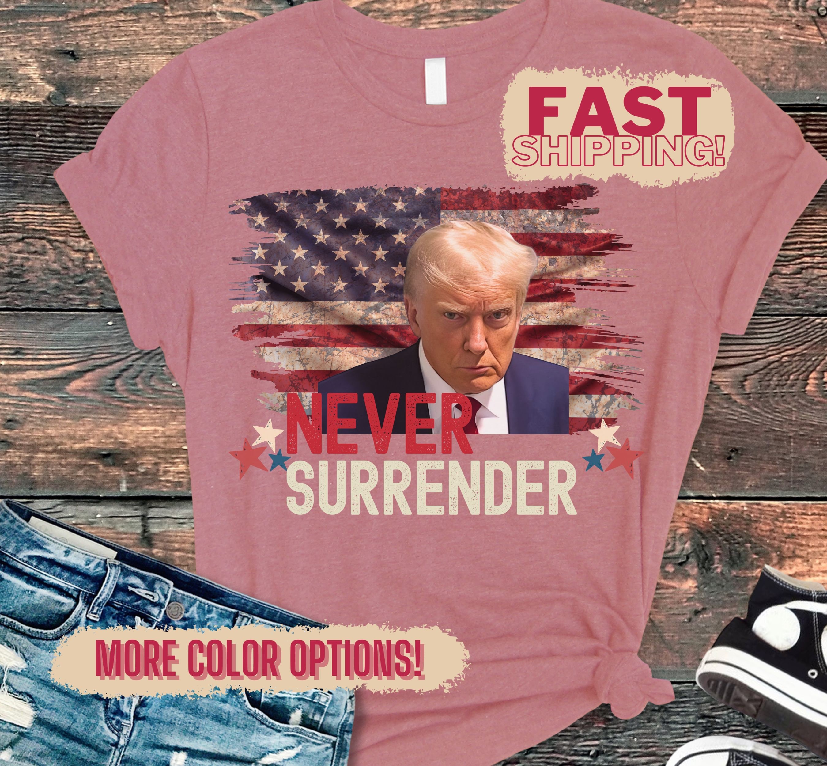 Trump Mugshot Never Surrender Shirt, POTUS Mugshot T-shirt, Save ...
