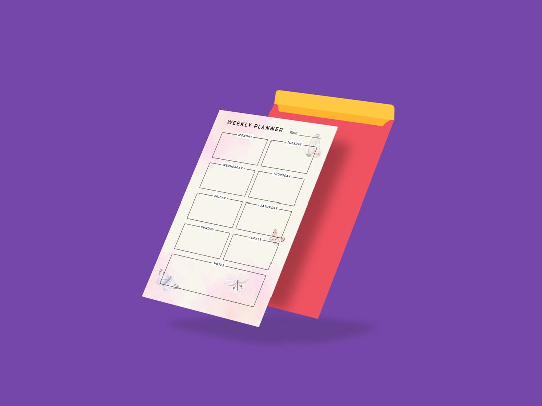 Butterfly Weekly Planner Printable Weekly Schedule Template Work Week ...