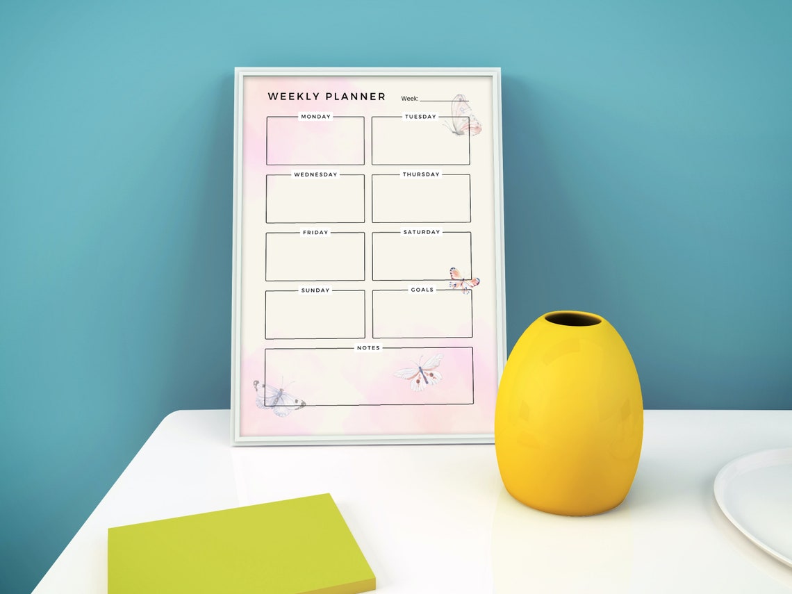 Butterfly Weekly Planner Printable Weekly Schedule Template Work Week ...