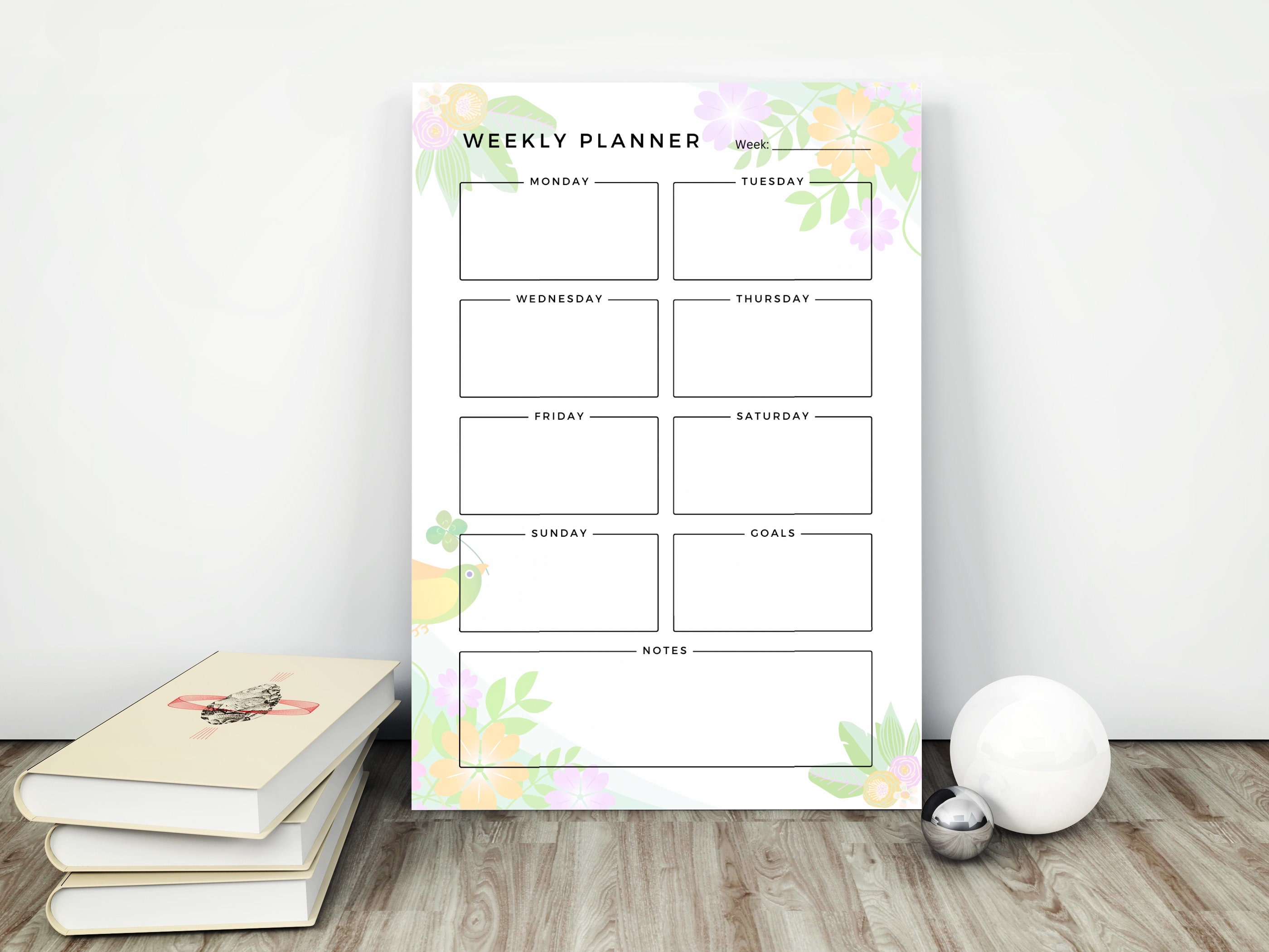 Floral Weekly Schedule Template Week Schedule Maker Week Work Schedule ...
