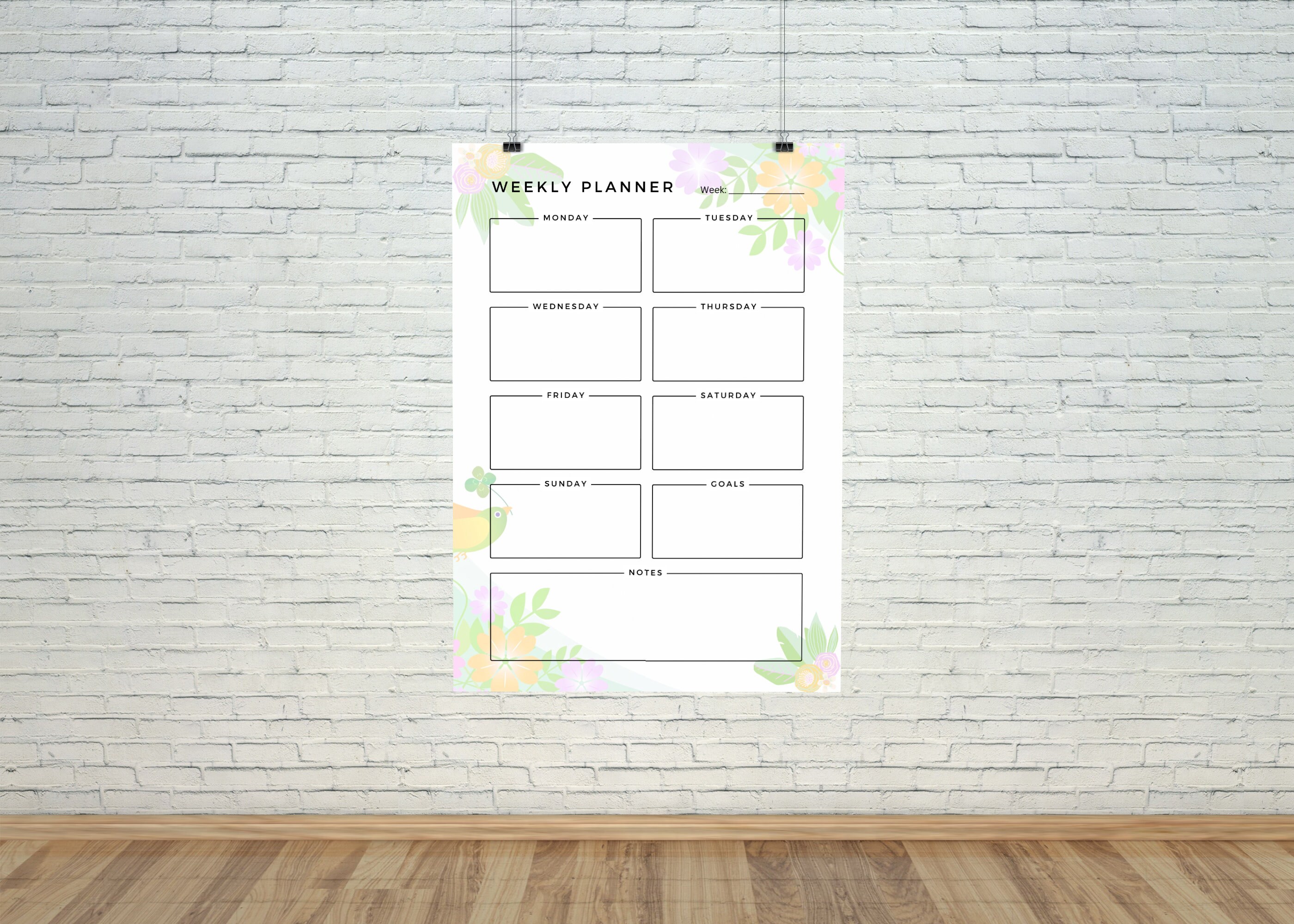 Floral Weekly Schedule Template Week Schedule Maker Week Work Schedule ...