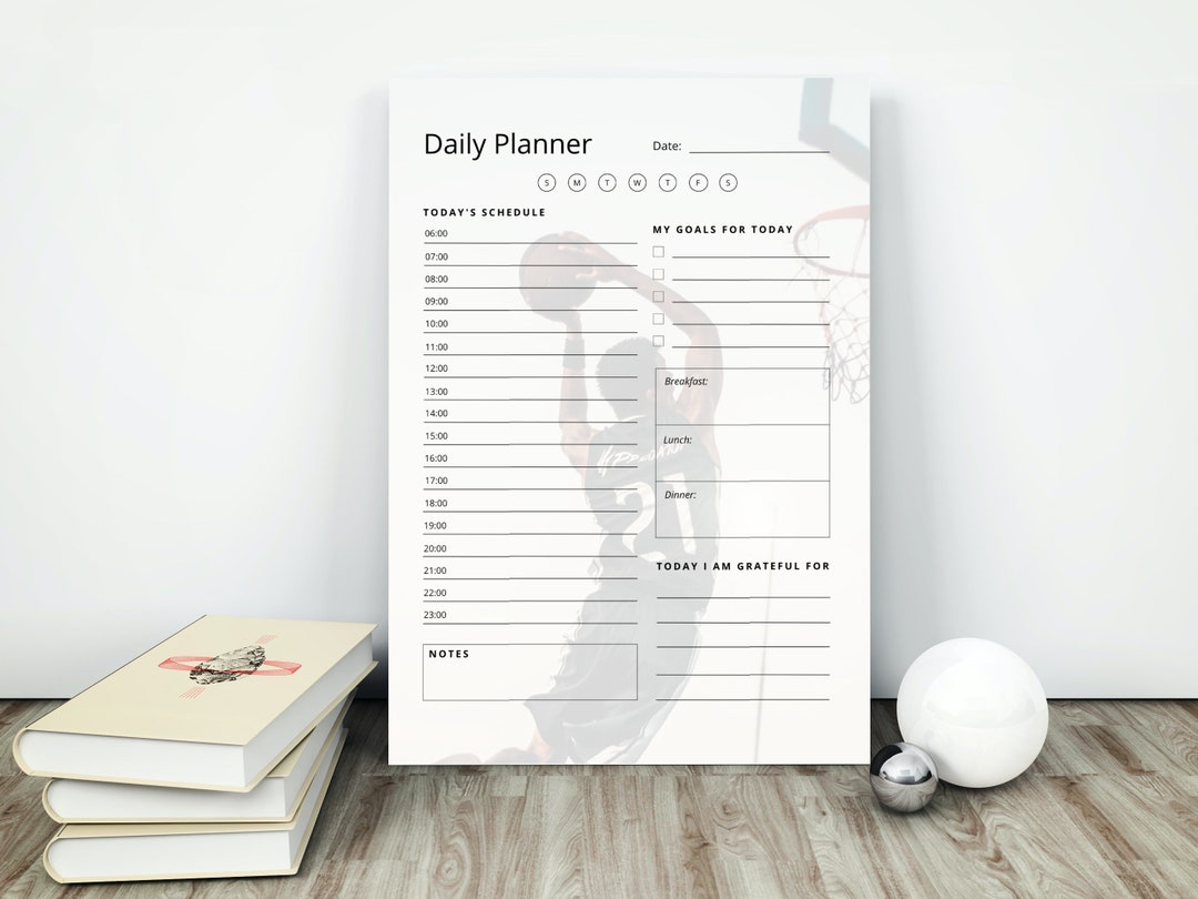 Basketball Theme Day Planner Basketball Lover Daily Schedule Day ...