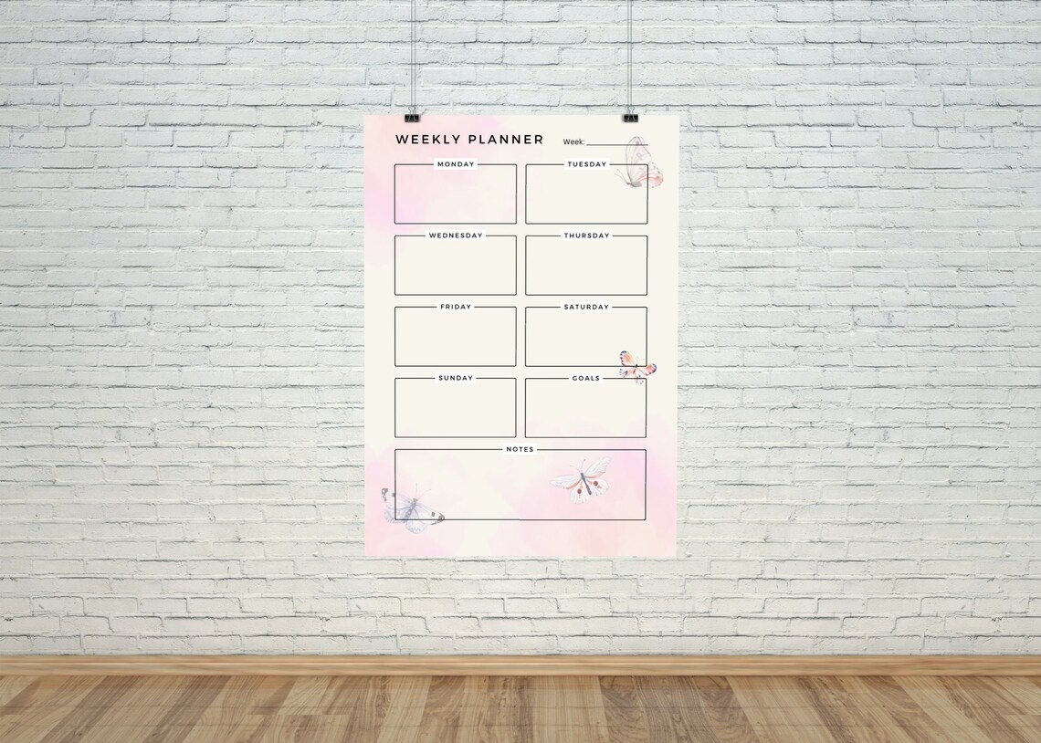 Butterfly Weekly Planner Printable Weekly Schedule Template Work Week ...