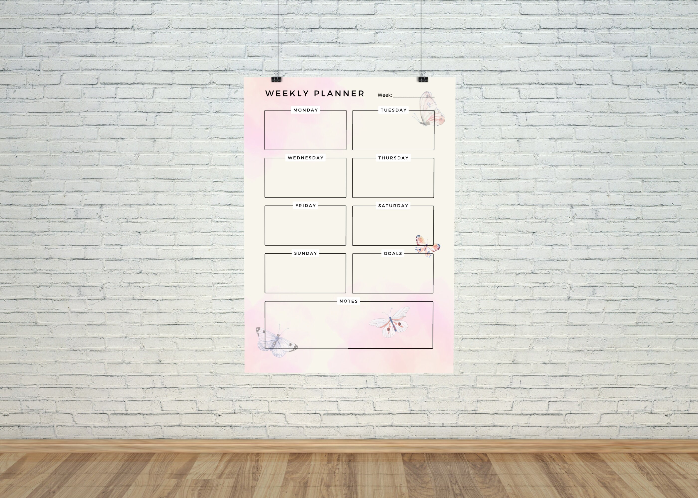 Butterfly Weekly Planner Printable Weekly Schedule Template Work Week ...