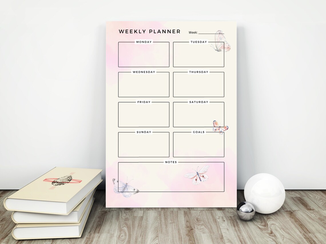 Butterfly Weekly Planner Printable Weekly Schedule Template Work Week ...