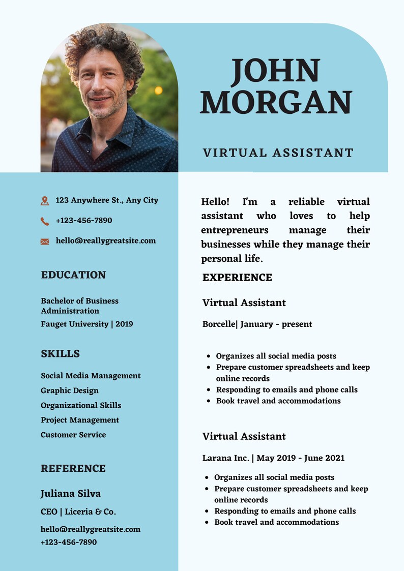 Resume Template, Editable CV Template, Professional Resume Premade ...
