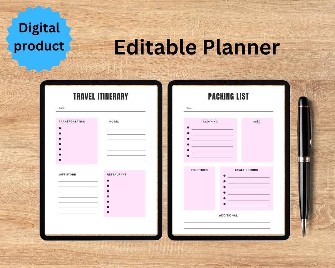 Editable Travel Planner Template | Trip Itinerary Planner | Canva ...