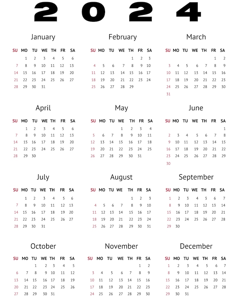 2024 Planner Digital, 2024 Calendar, 2024 Printable Planner - Etsy