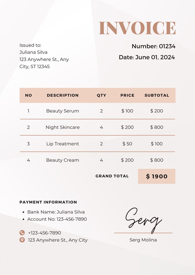 Invoice Template Editable, Small Business Custom Order Form Printable ...