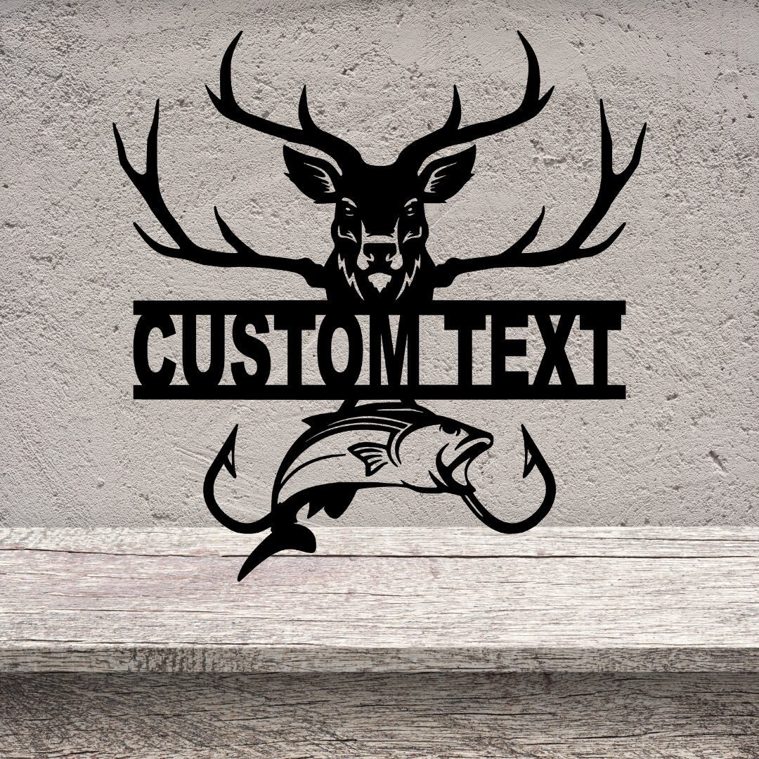 Custom Text Deer & Fish Metal- Dxf/svg DIGITAL FILE - Etsy